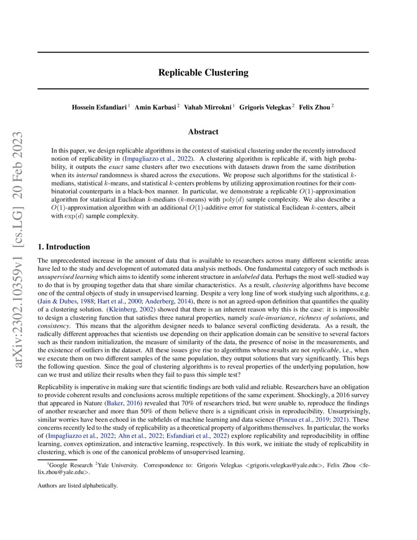 Replicable Clustering | DeepAI