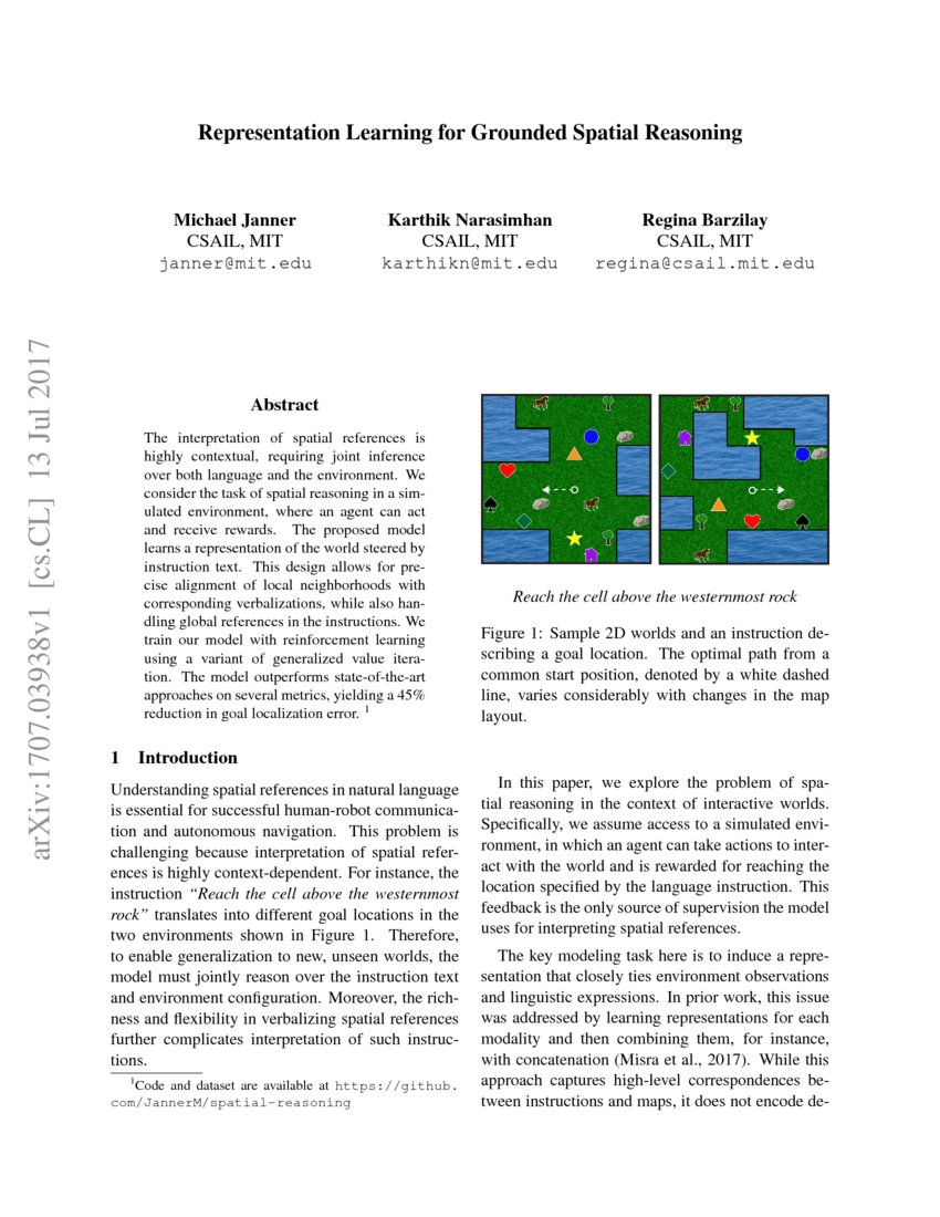 Representation Learning for Grounded Spatial Reasoning | DeepAI