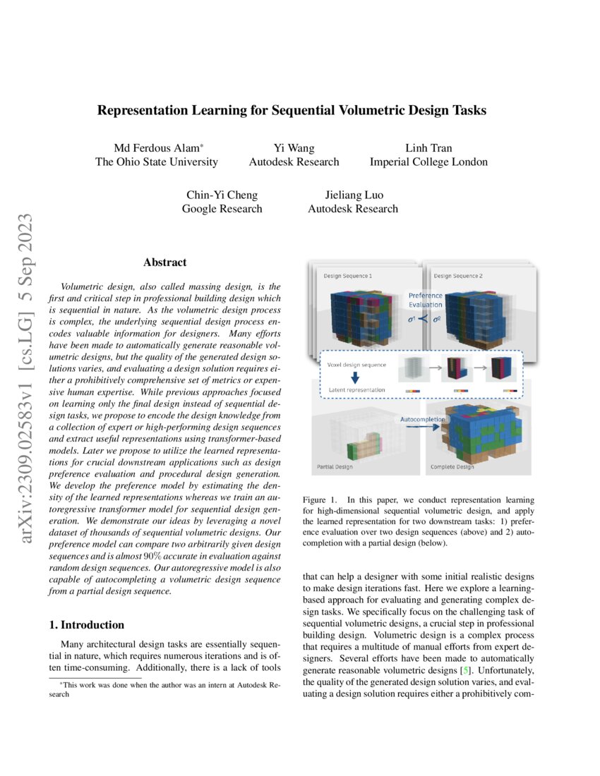 Representation Learning for Sequential Volumetric Design Tasks | DeepAI