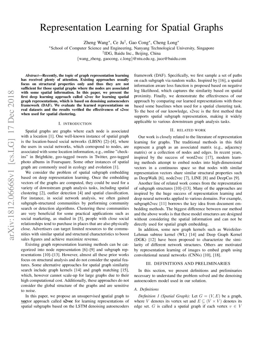 Representation Learning for Spatial Graphs | DeepAI
