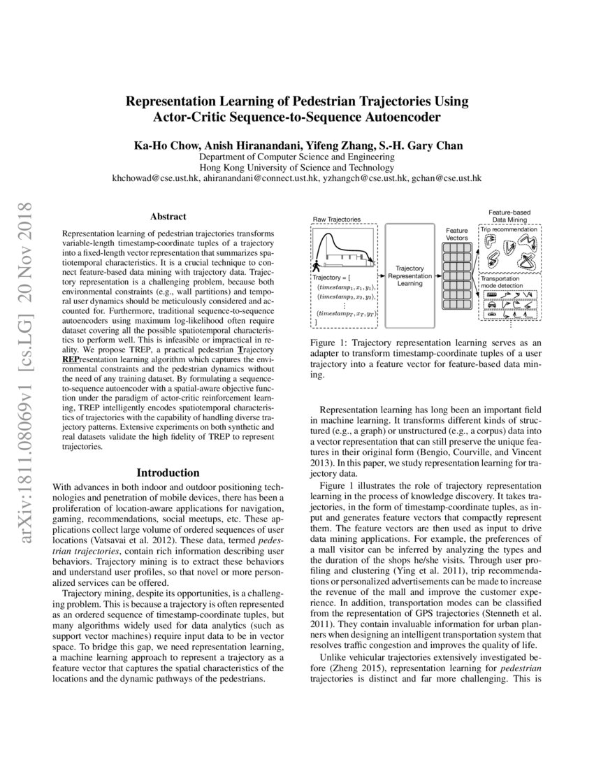 Representation Learning of Pedestrian Trajectories Using Actor-Critic Sequence-to-Sequence ...
