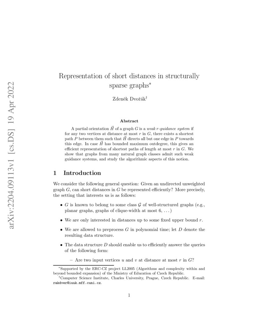 Representation of short distances in structurally sparse graphs | DeepAI