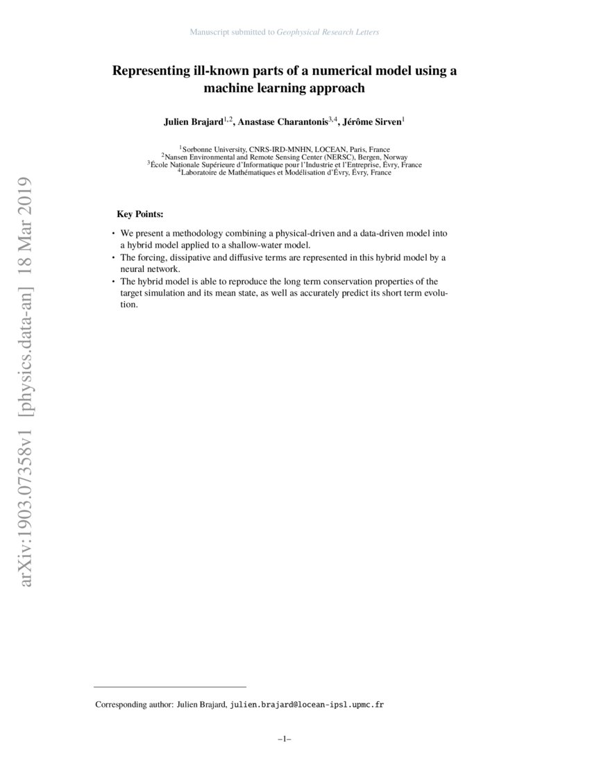 Representing ill-known parts of a numerical model using a machine ...