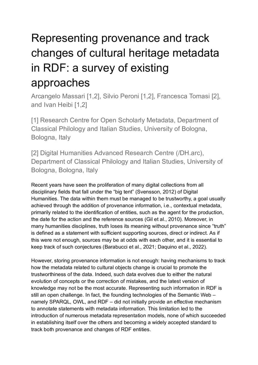 Representing provenance and track changes of cultural heritage metadata ...