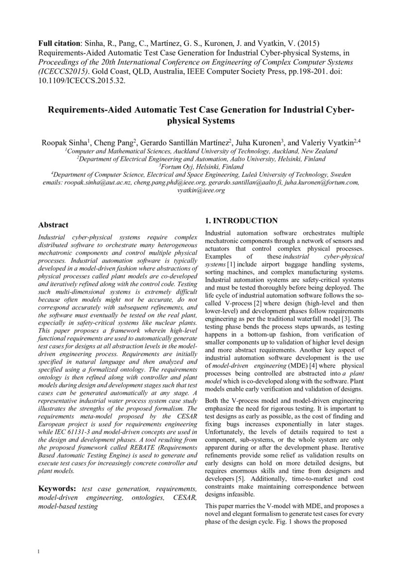 Requirements Aided Automatic Test Case Generation For Industrial Cyber