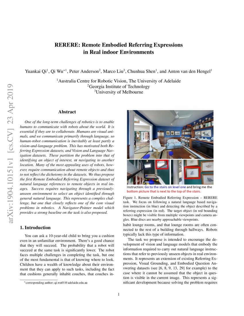 RERERE: Remote Embodied Referring Expressions in Real indoor ...