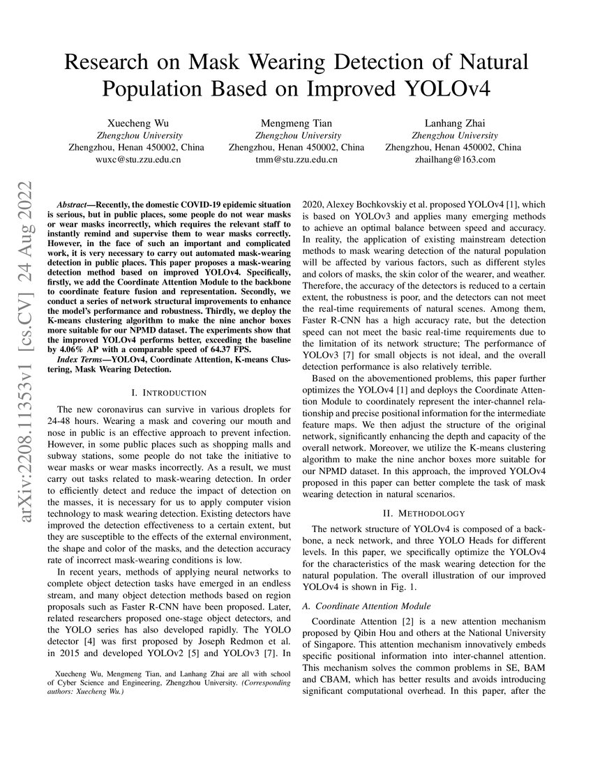 Research On Mask Wearing Detection Of Natural Population Based On