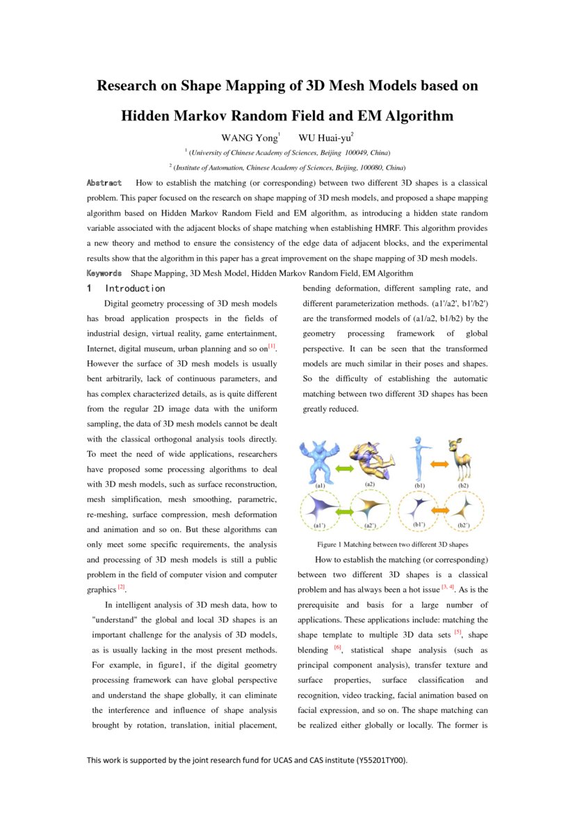 Research On Shape Mapping Of 3d Mesh Models Based On Hidden Markov 6328
