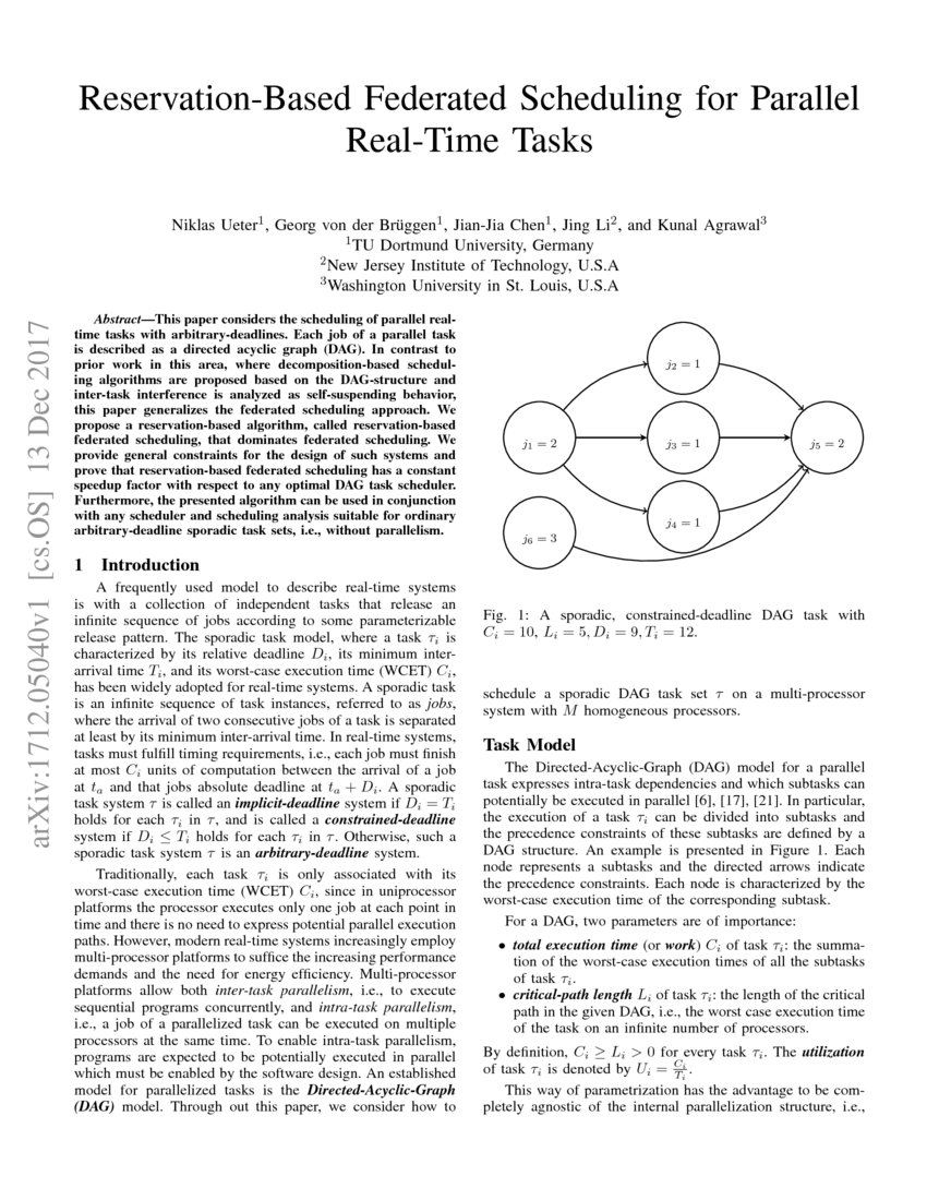 Reservation Based Federated Scheduling For Parallel Real Time Tasks Deepai