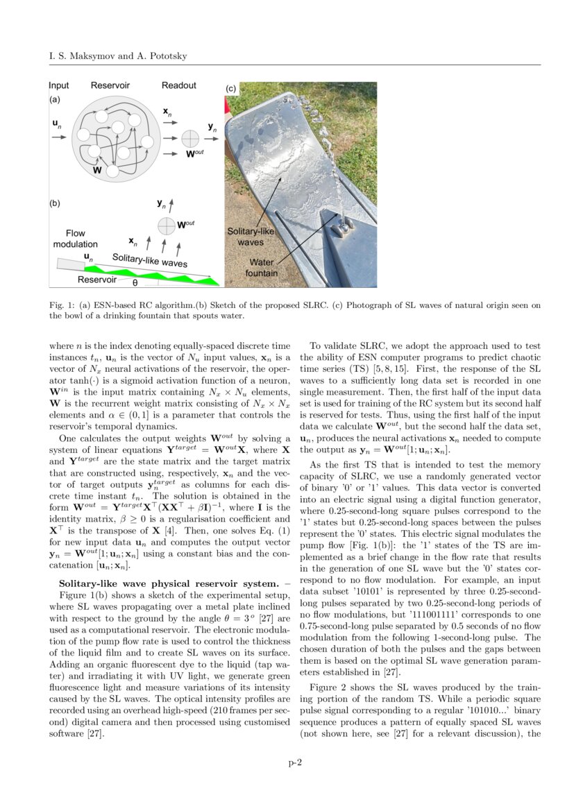 Reservoir Computing Based On Solitary Like Waves Dynamics Of Film Flows 6971