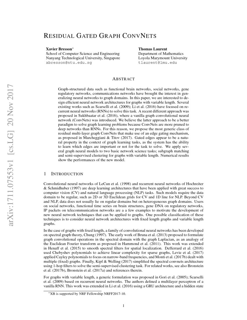 Residual Gated Graph ConvNets | DeepAI Residual Gated Graph ConvNets | DeepAI