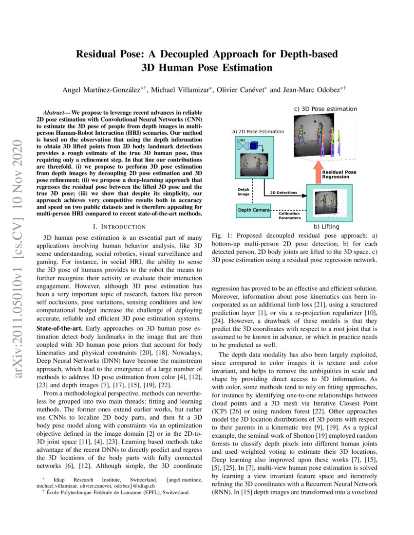 Residual Pose A Decoupled Approach For Depth Based 3d Human Pose