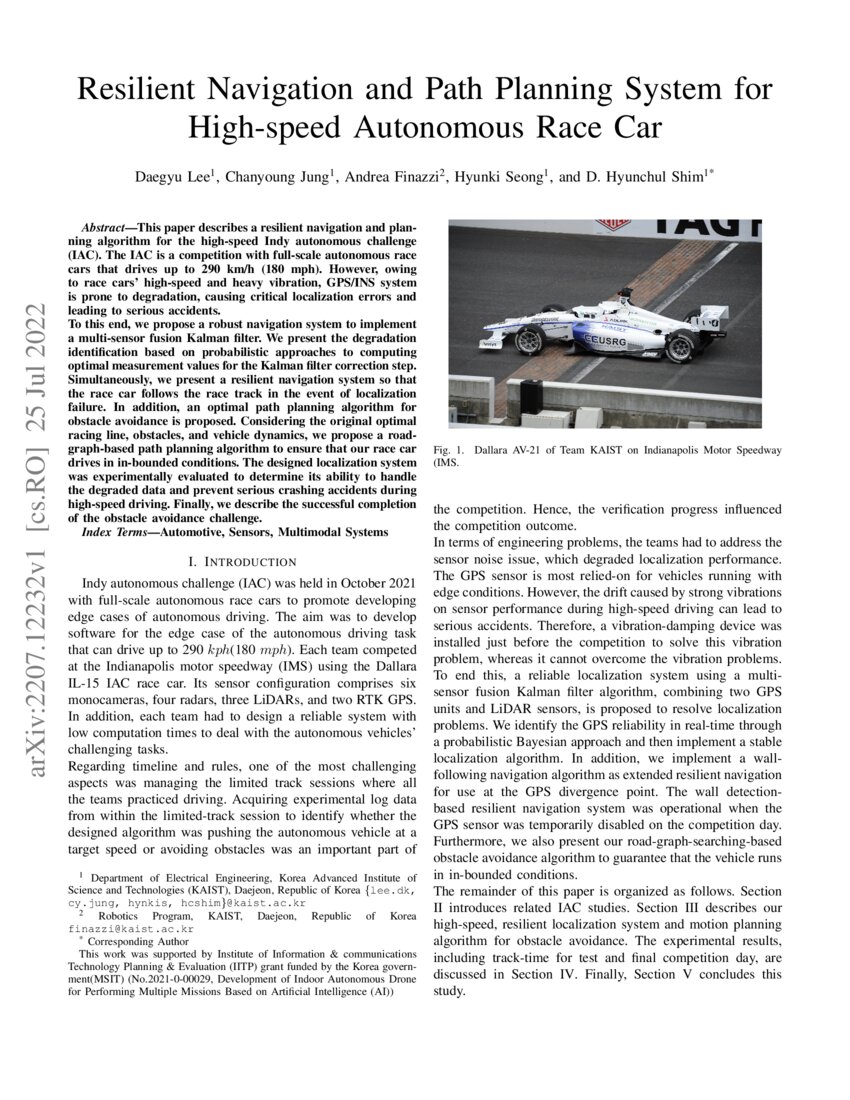 Resilient Navigation and Path Planning System for High-speed Autonomous ...
