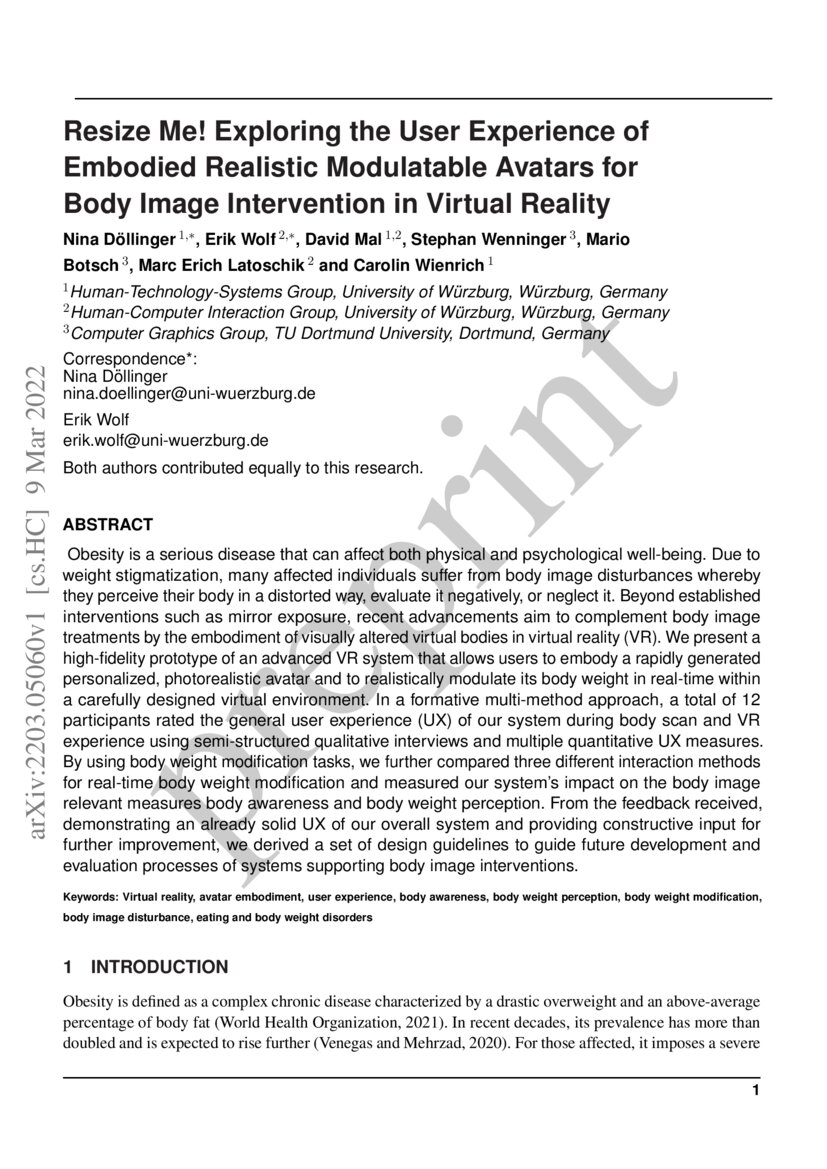 Resize Me! Exploring the User Experience of Embodied Realistic ...