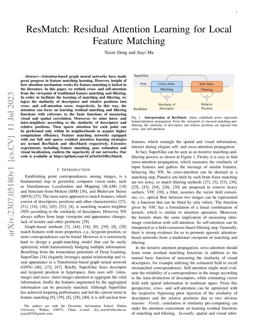 ResMatch: Residual Attention Learning for Local Feature Matching | DeepAI