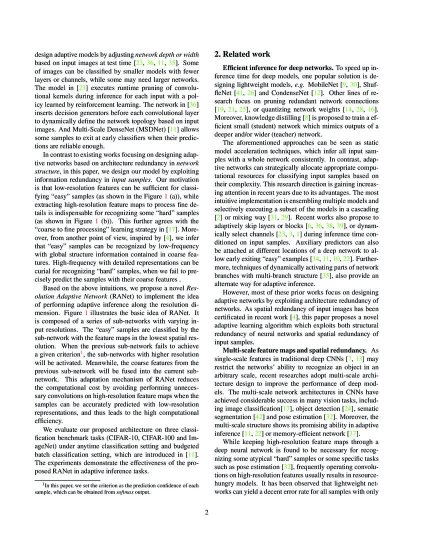 Resolution Adaptive Networks For Efficient Inference Deepai