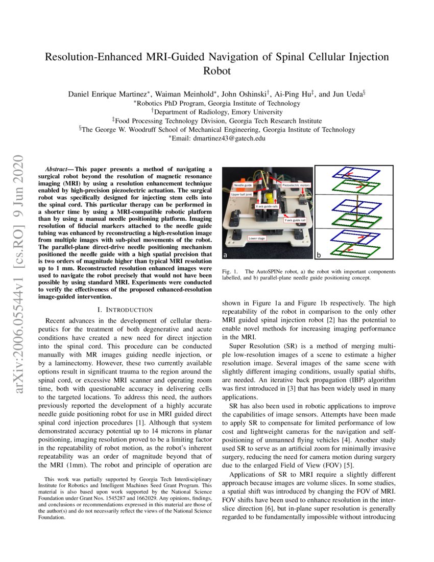 Resolution-Enhanced MRI-Guided Navigation of Spinal Cellular Injection Robot | DeepAI
