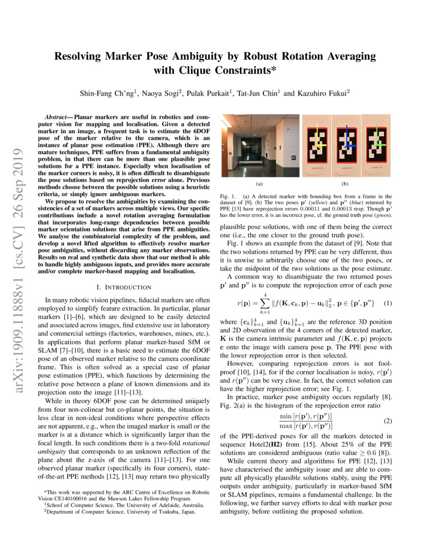 Resolving Marker Pose Ambiguity by Robust Rotation Averaging with Clique Constraints | DeepAI