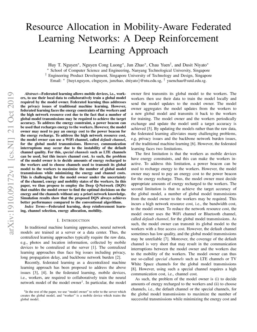 Resource Allocation In Mobility Aware Federated Learning Networks A Deep Reinforcement Learning