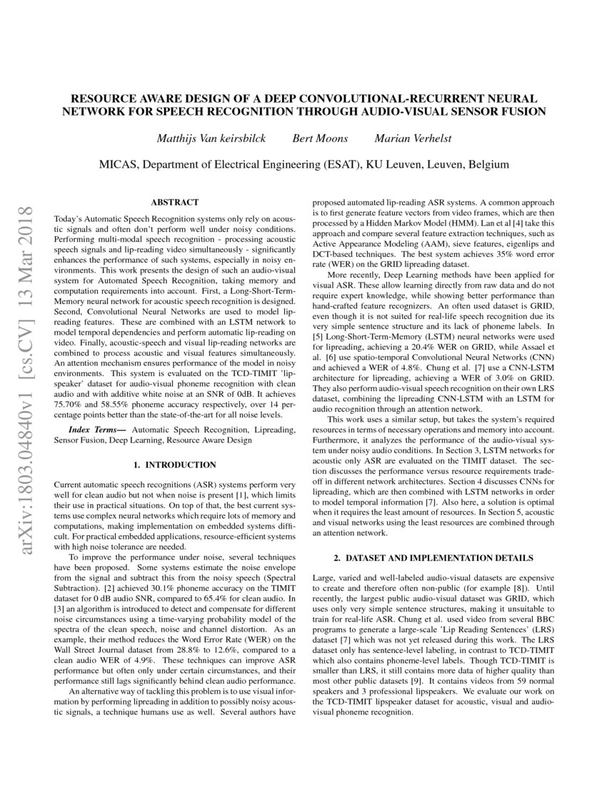 Resource Aware Design Of A Deep Convolutional Recurrent Neural Network