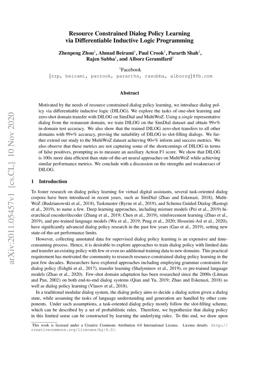 Resource Constrained Dialog Policy Learning Via Differentiable