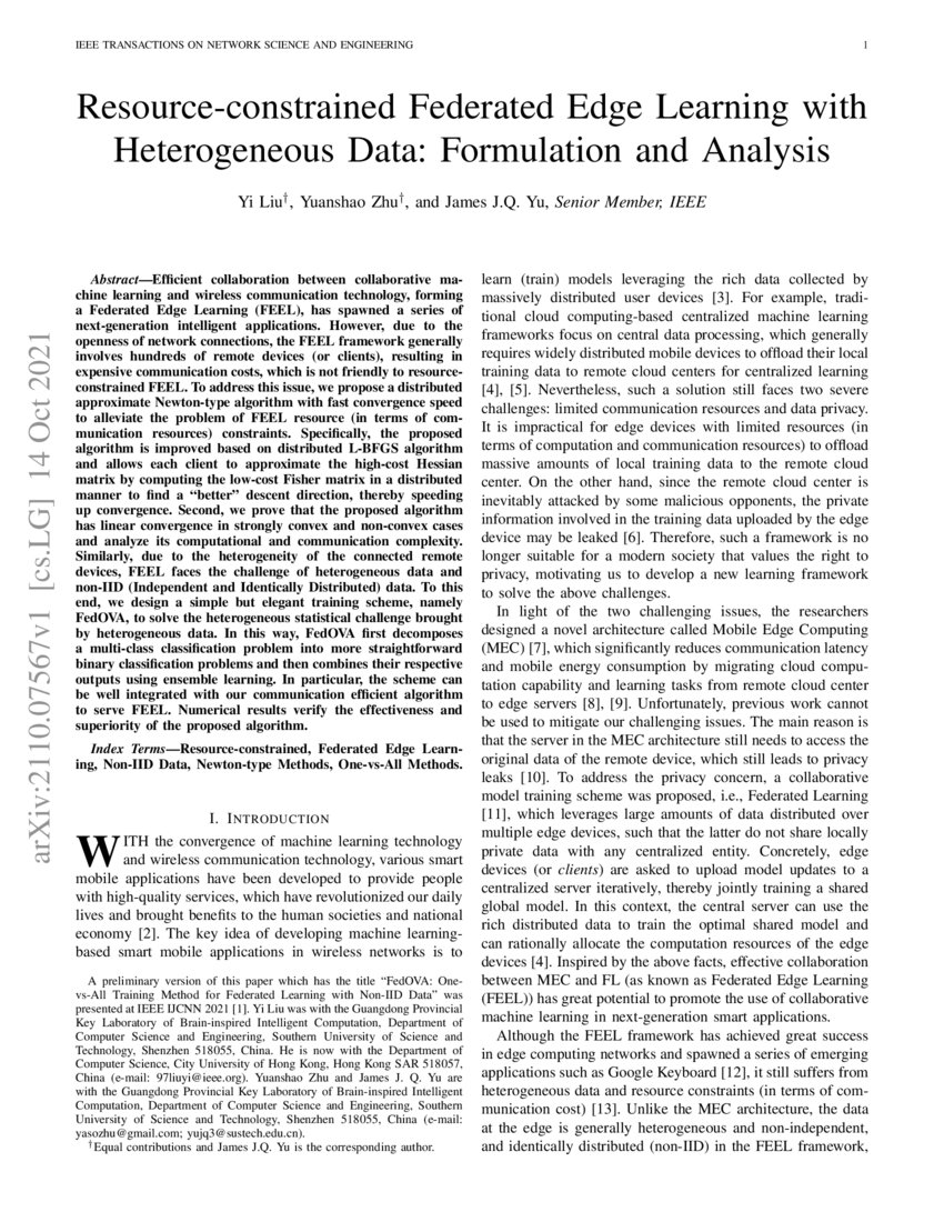 Resource Constrained Federated Edge Learning With Heterogeneous Data Formulation And Analysis