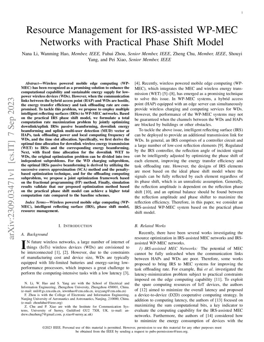 Resource Management for IRS-assisted WP-MEC Networks with Practical Phase Shift Model | DeepAI