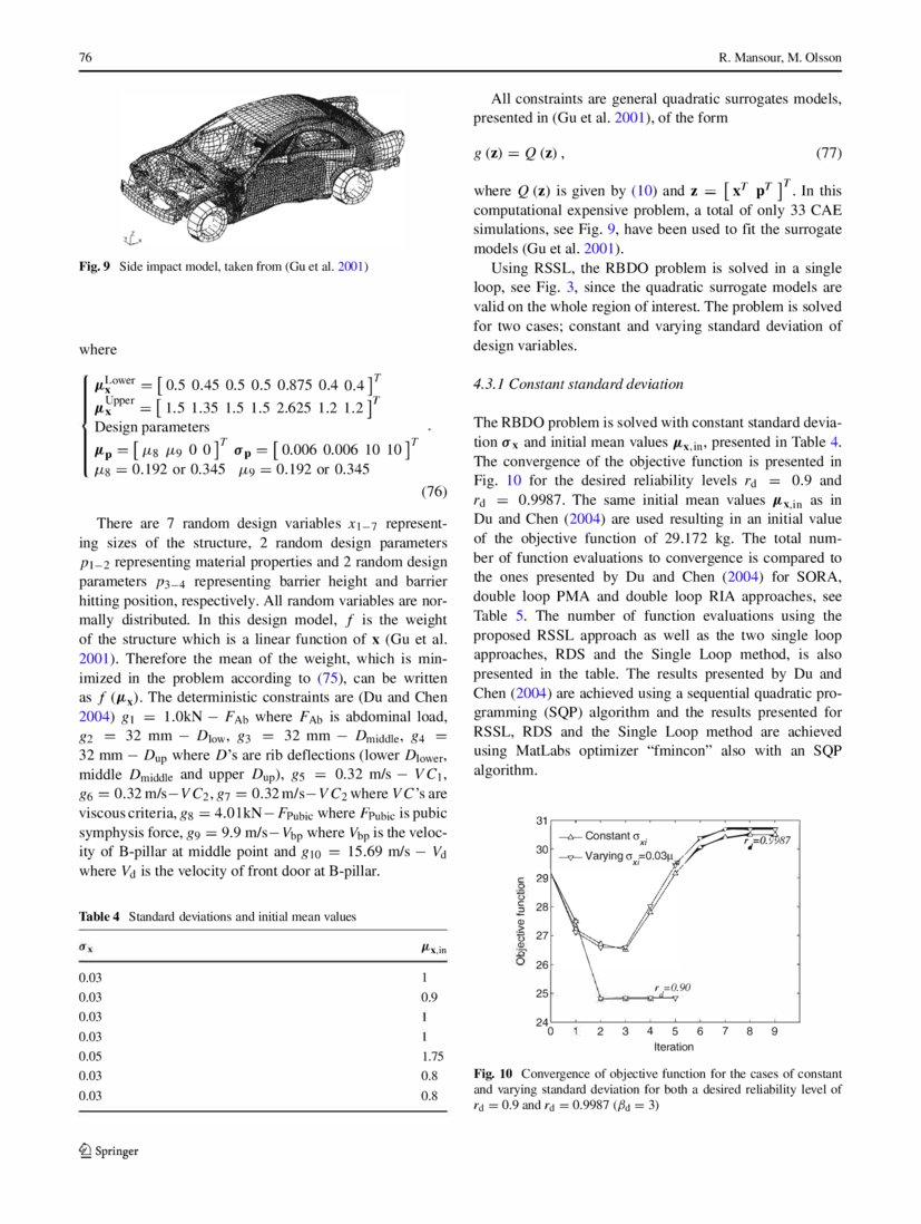 Response surface single loop reliability-based design optimization with ... Response surface single loop reliability-based design optimization with ...