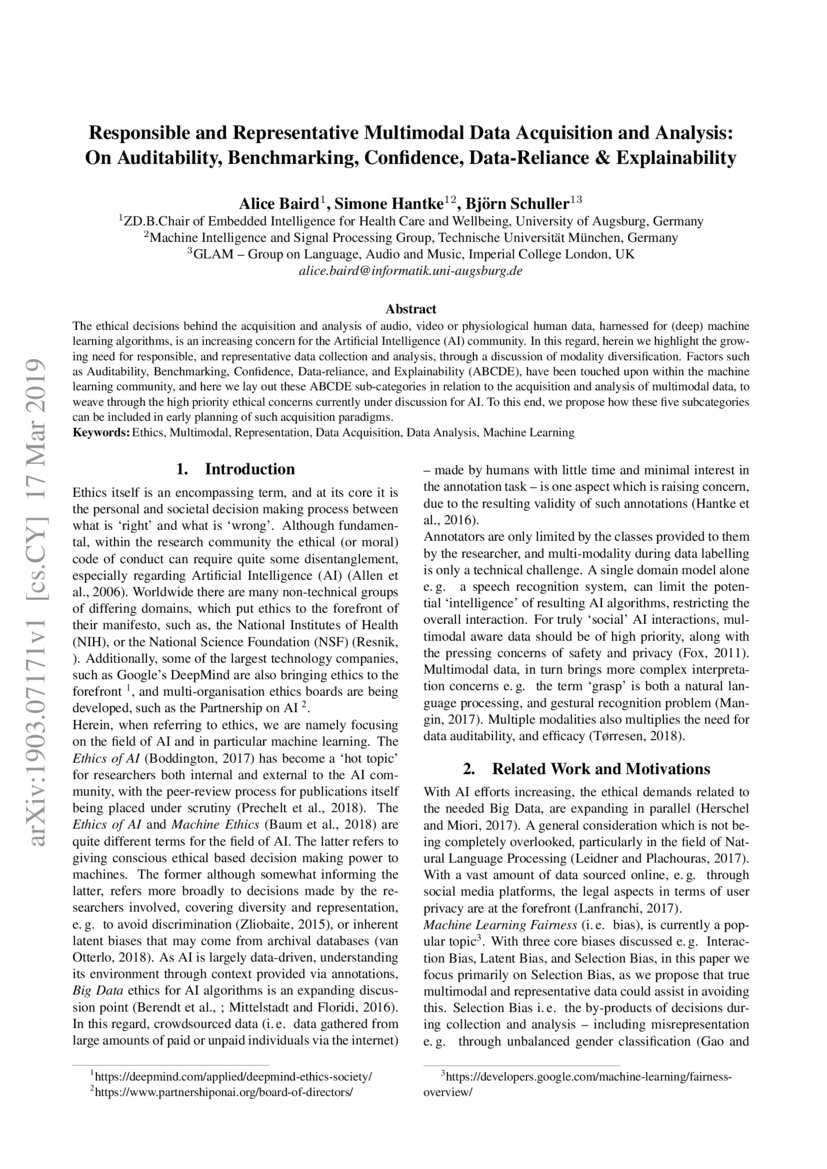 Responsible and Representative Multimodal Data Acquisition and Analysis ...