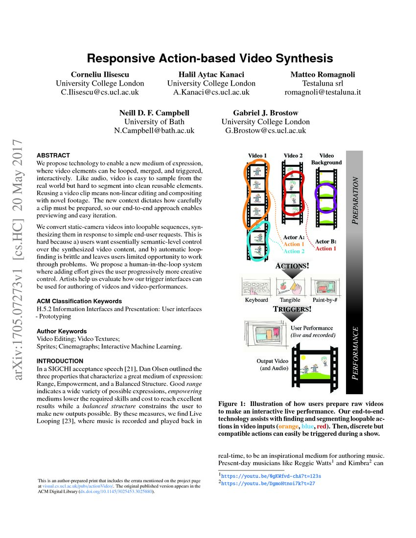 Responsive Action-based Video Synthesis | DeepAI