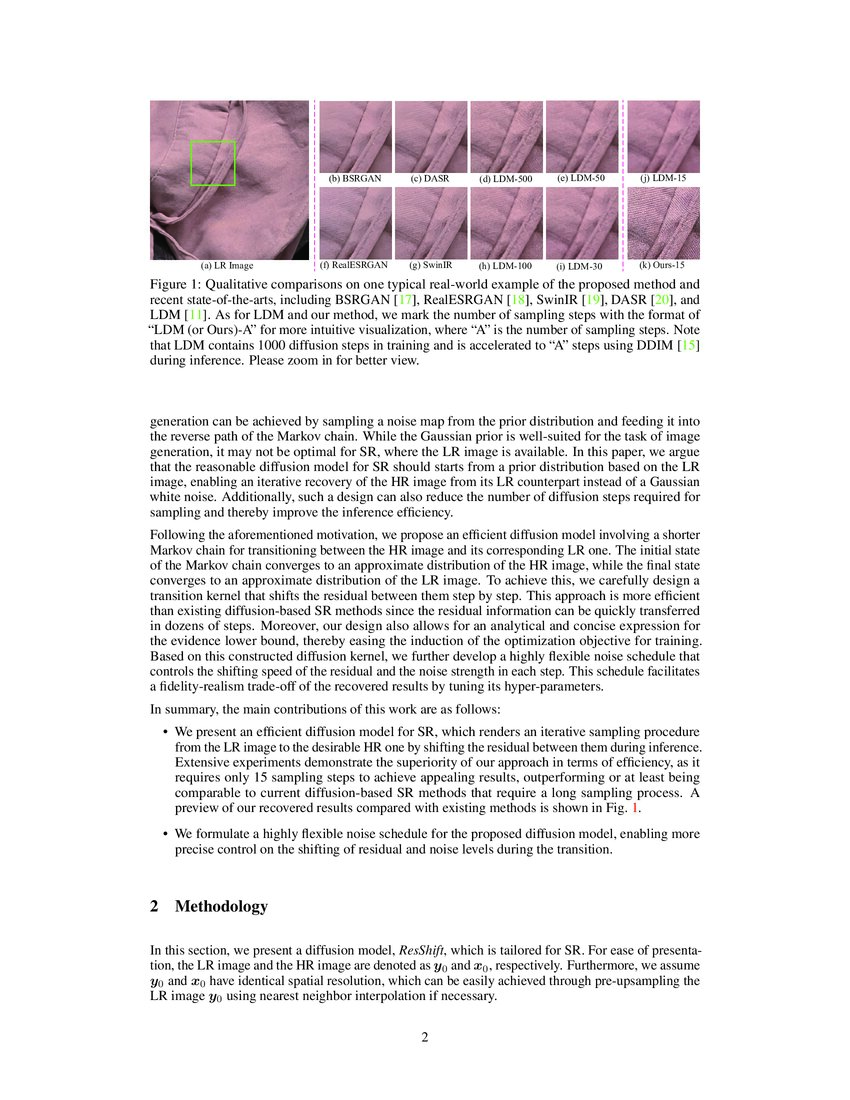 ResShift: Efficient Diffusion Model for Image Super-resolution by Residual Shifting | DeepAI