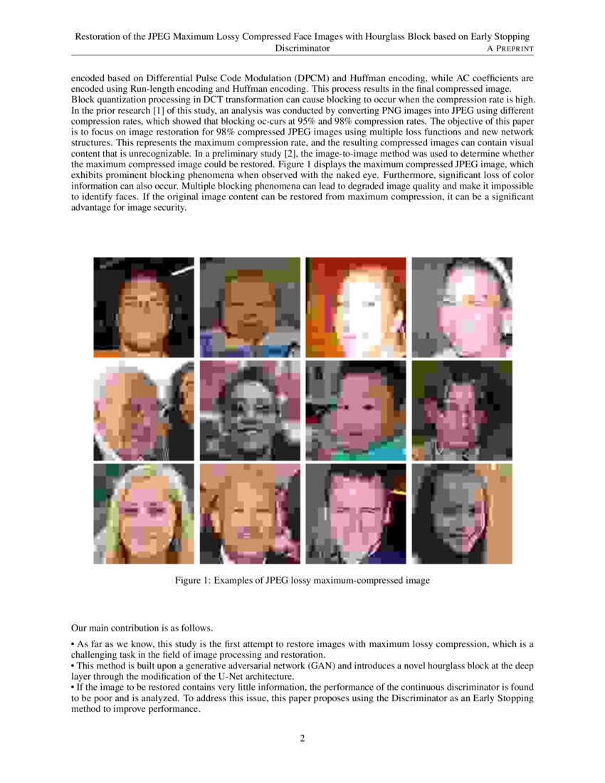 Restoration of the JPEG Maximum Lossy Compressed Face Images with ...