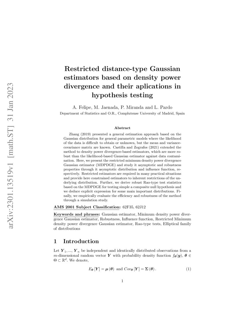 Restricted Distance Type Gaussian Estimators Based On Density Power