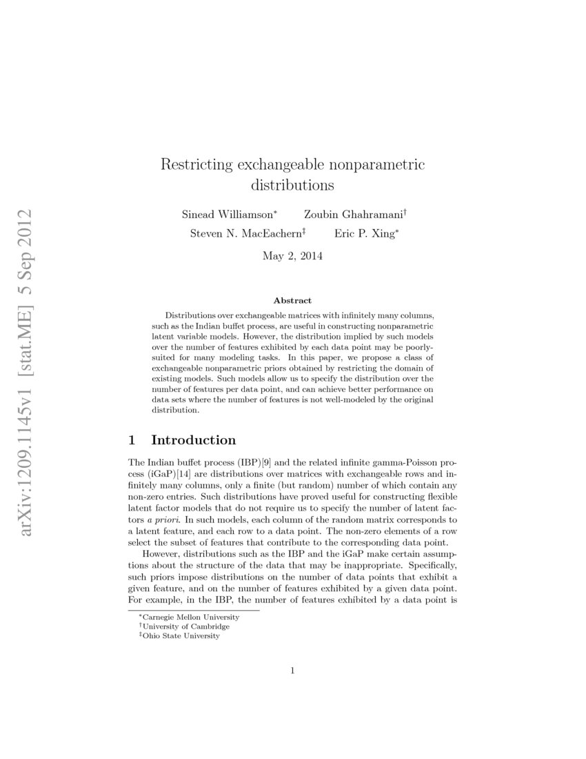 Restricting exchangeable nonparametric distributions | DeepAI
