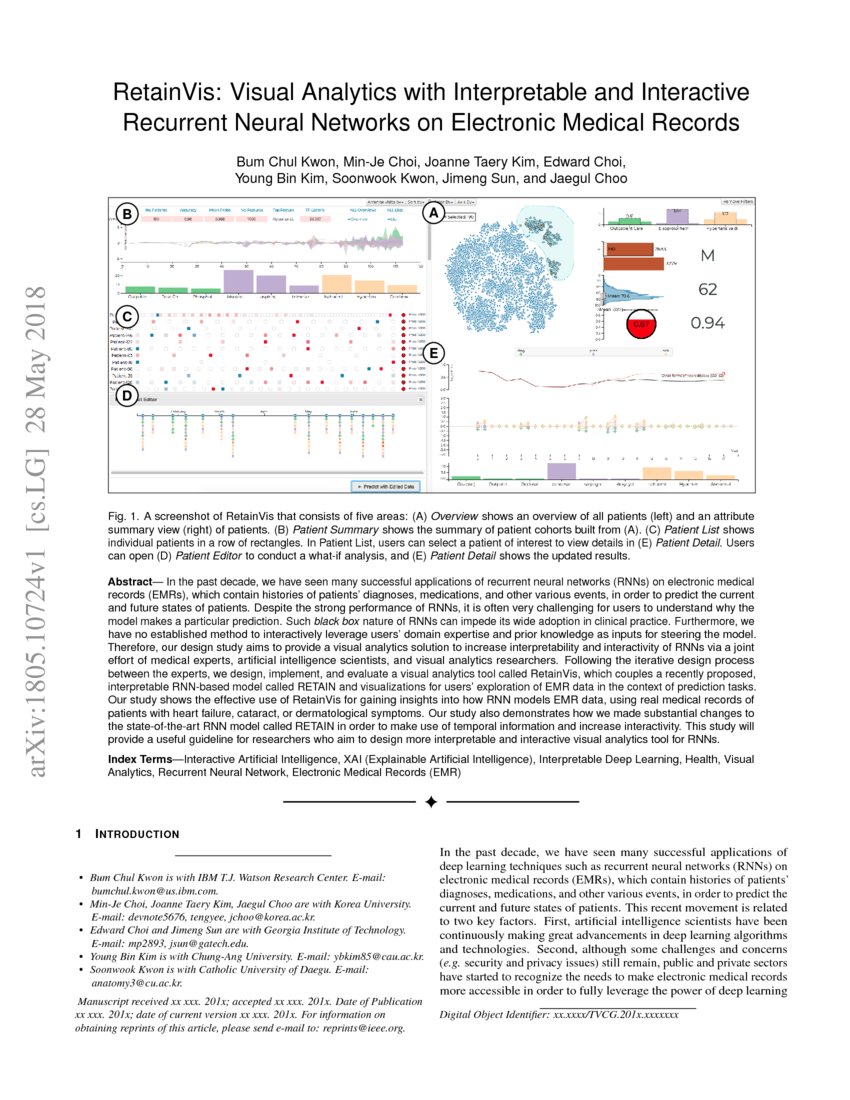 RetainVis: Visual Analytics with Interpretable and Interactive Recurrent Neural Networks on ...