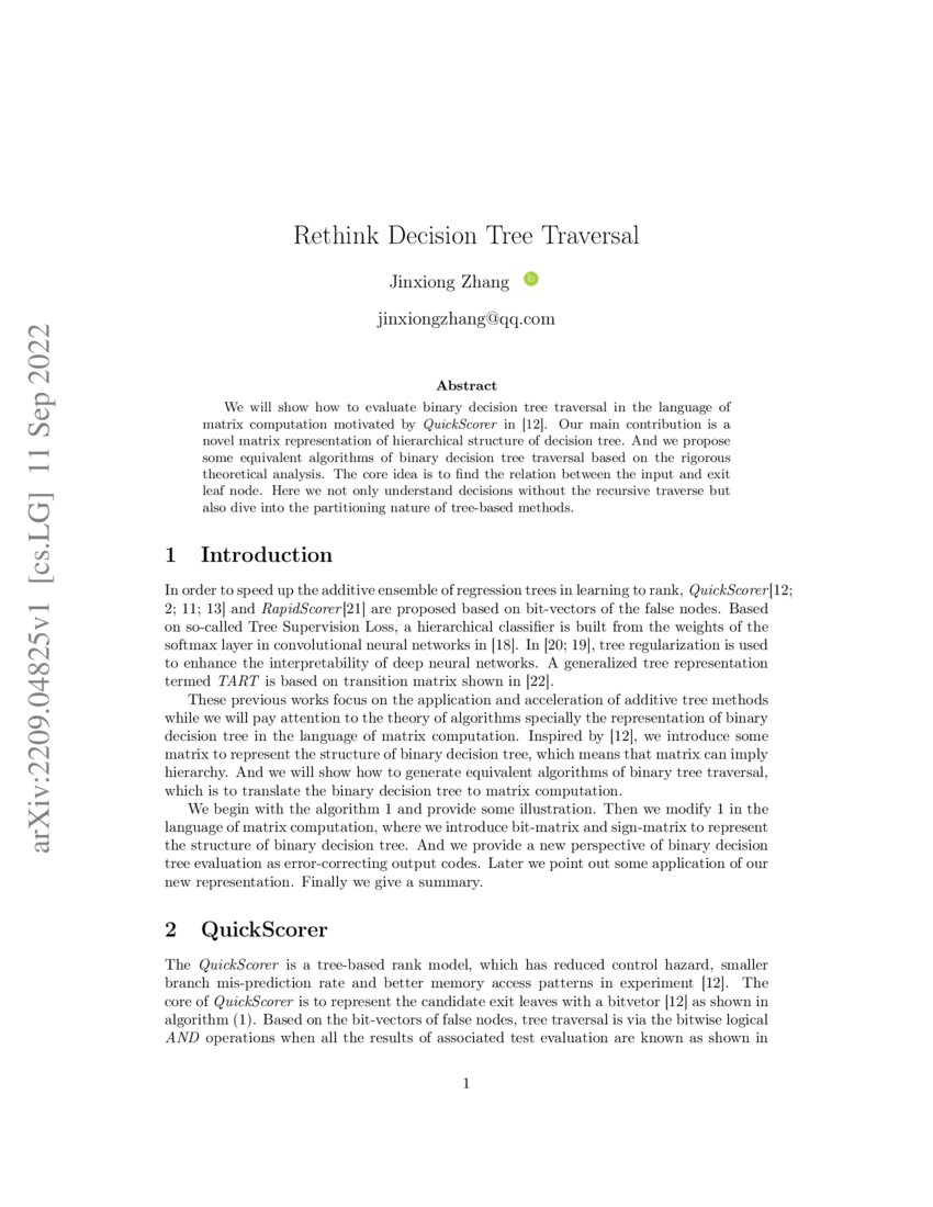 Rethink Decision Tree Traversal | DeepAI