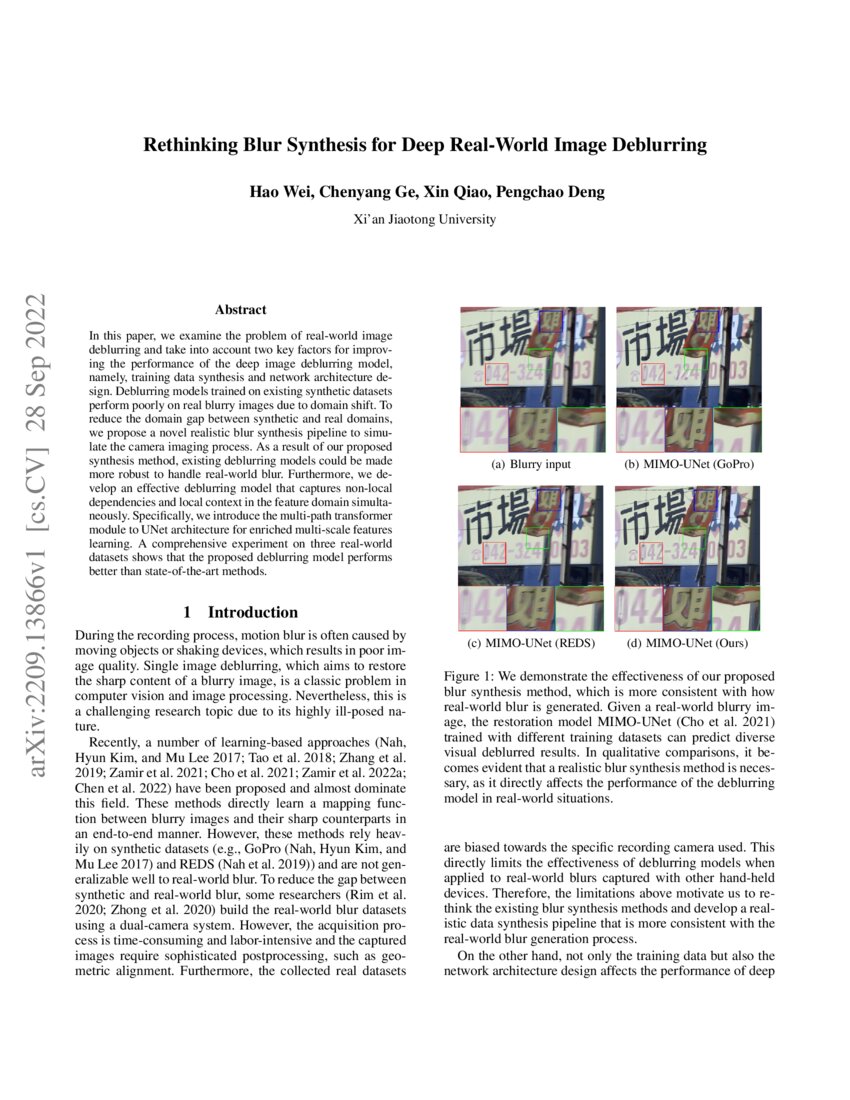 Rethinking Blur Synthesis For Deep Real World Image Deblurring Deepai