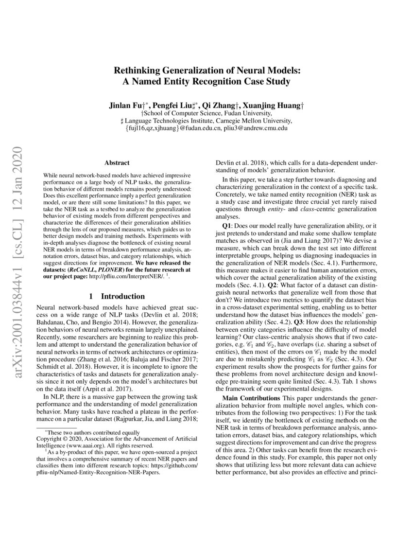 Rethinking Generalization Of Neural Models A Named Entity Recognition 9604