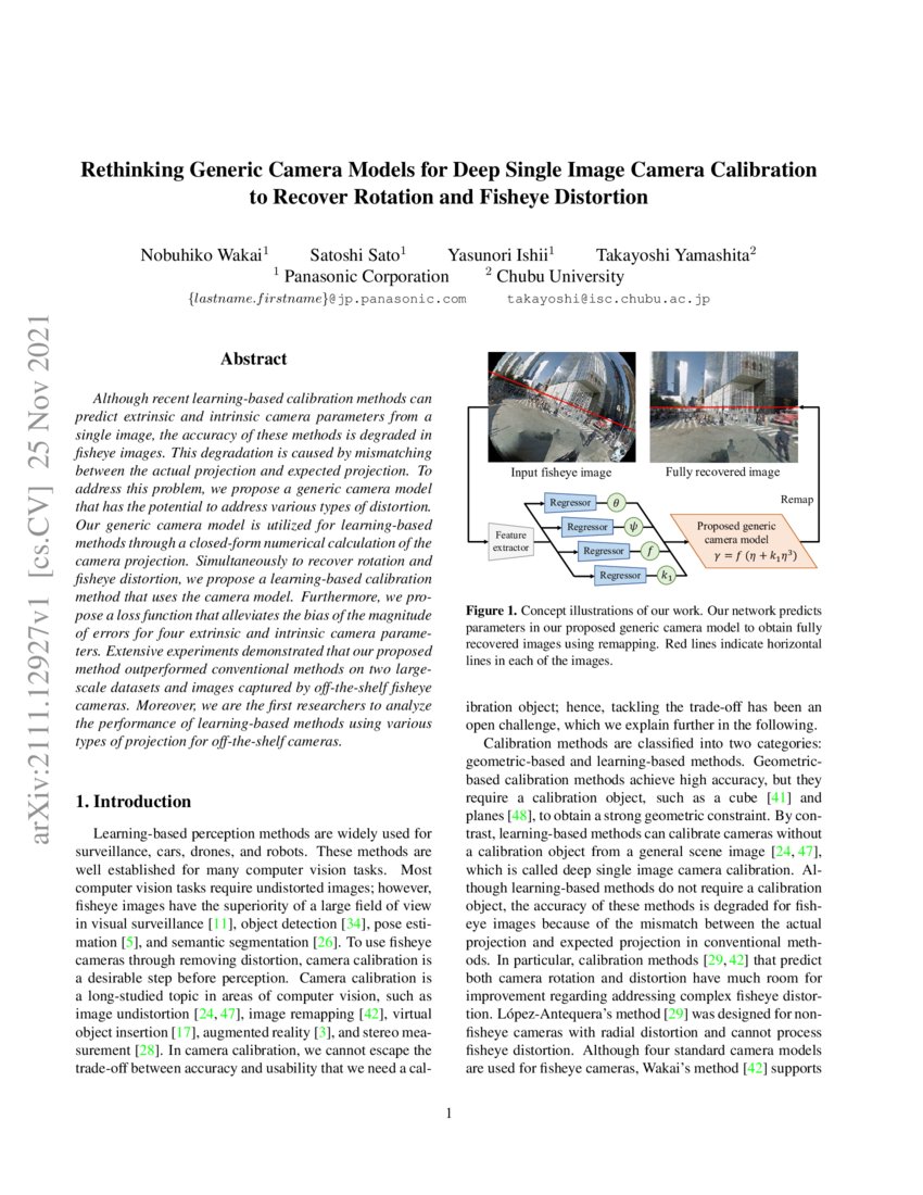 Rethinking Generic Camera Models For Deep Single Image Camera Calibration To Recover Rotation