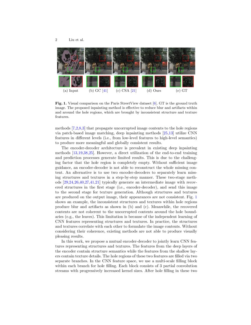 Rethinking Image Inpainting via a Mutual Encoder-Decoder with Feature ...