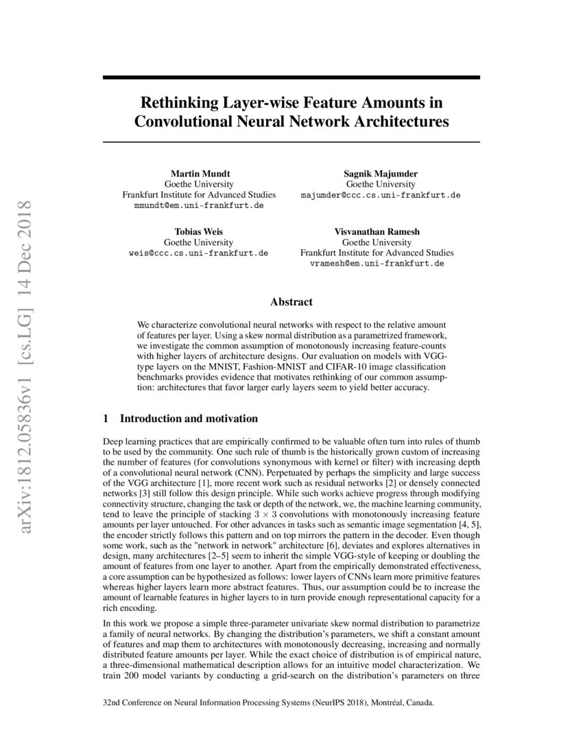 Rethinking Layer Wise Feature Amounts In Convolutional Neural Network Architectures Deepai
