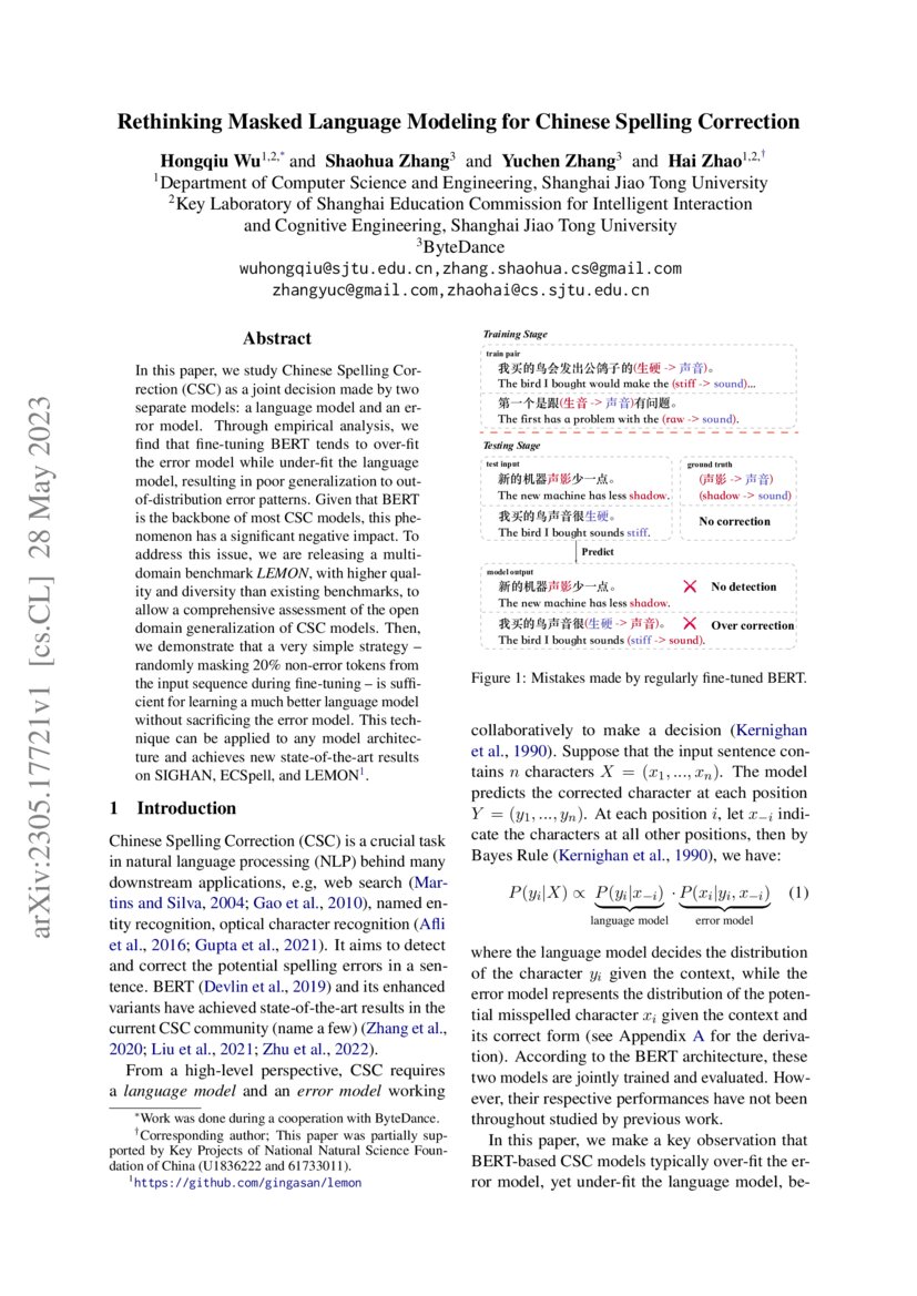 Rethinking Masked Language Modeling For Chinese Spelling Correction