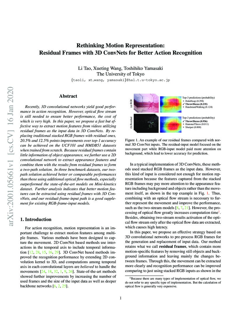 Rethinking Motion Representation: Residual Frames with 3D ConvNets for ...