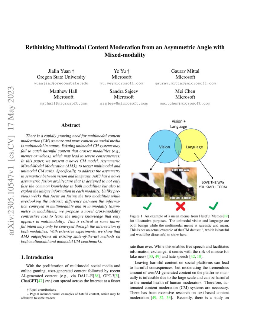 Rethinking Multimodal Content Moderation from an Asymmetric Angle with ...