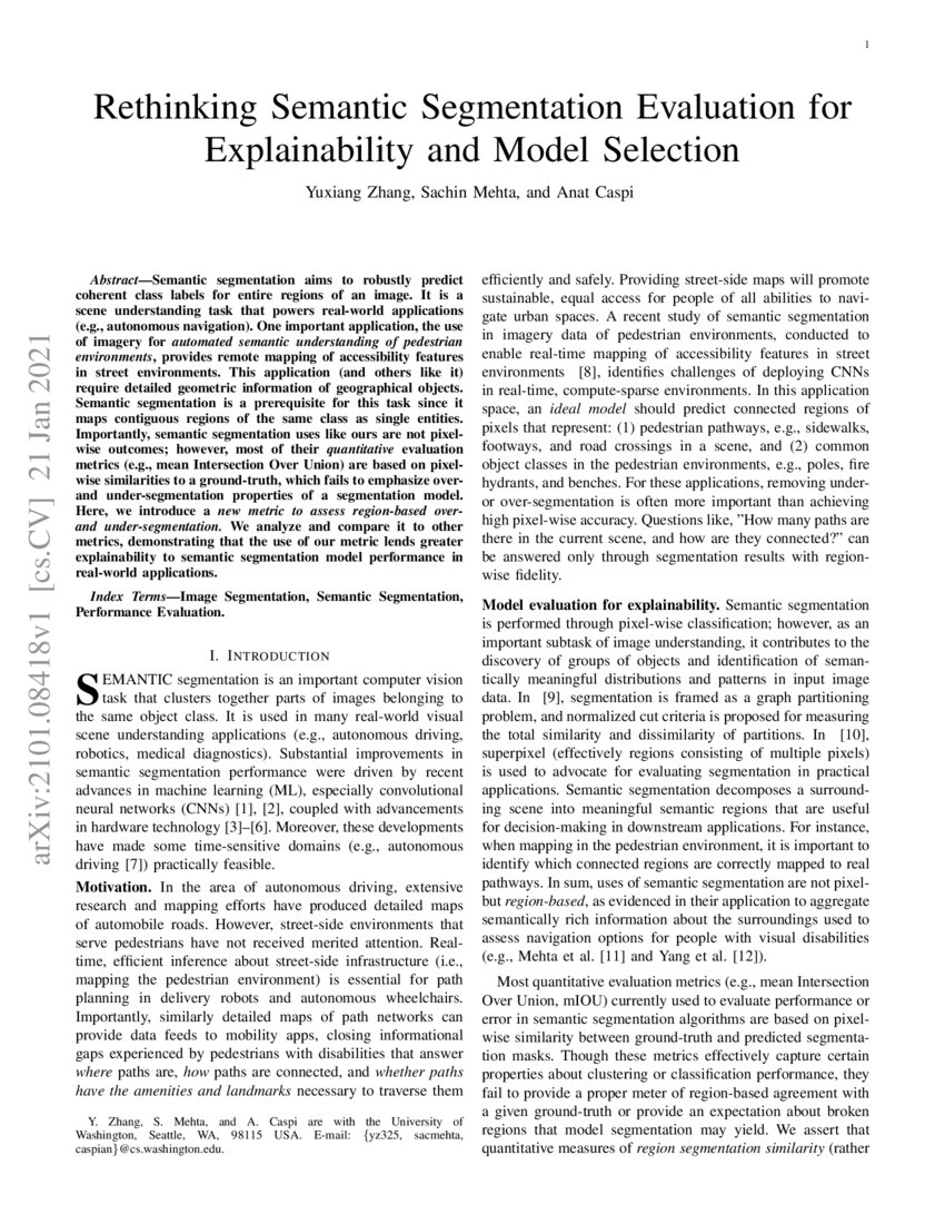 Rethinking Semantic Segmentation Evaluation For Explainability And Model Selection Deepai