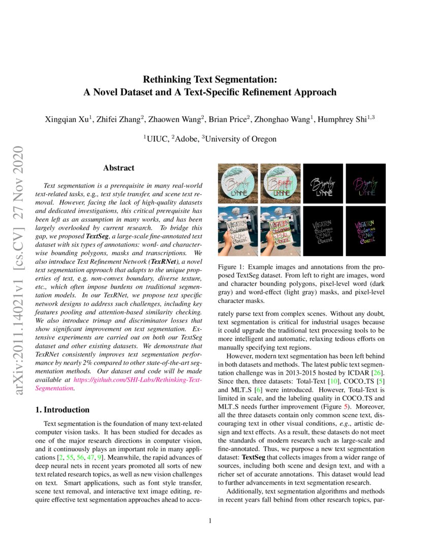 Rethinking Text Segmentation A Novel Dataset And A Text Specific Refinement Approach Deepai