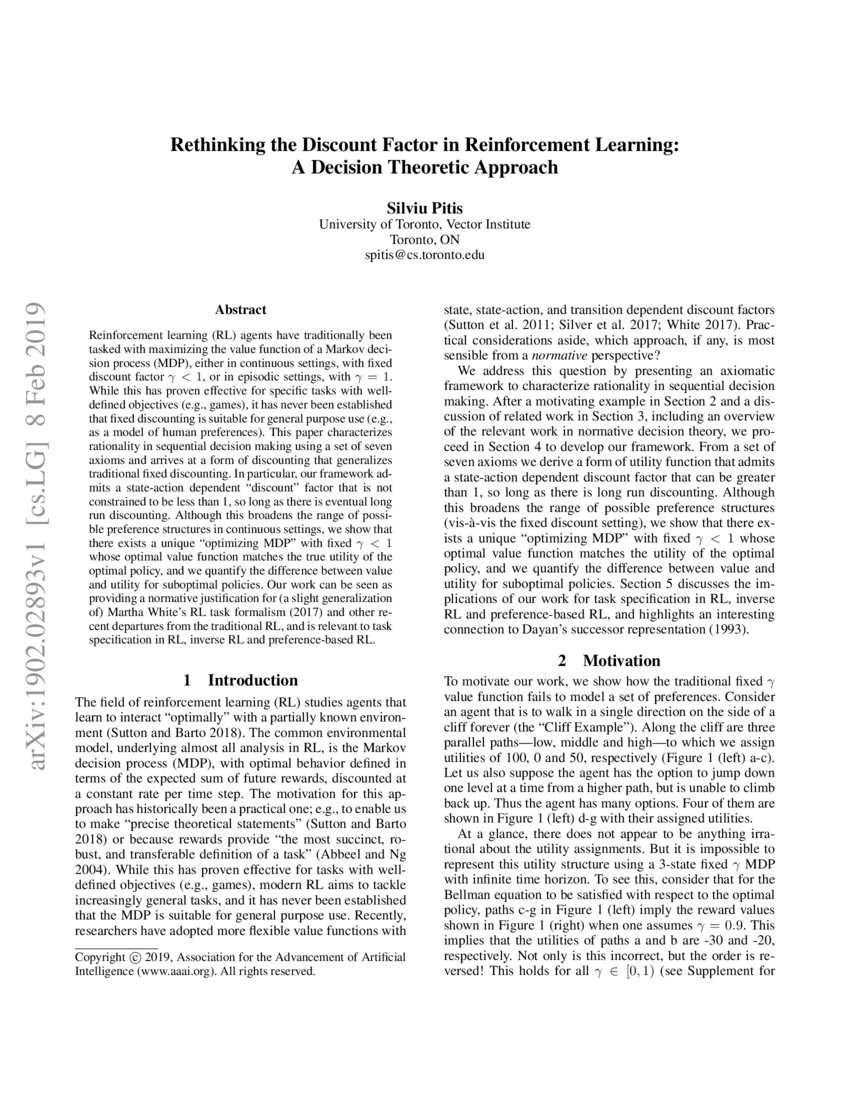 Rethinking The Discount Factor In Reinforcement Learning A Decision Theoretic Approach Deepai