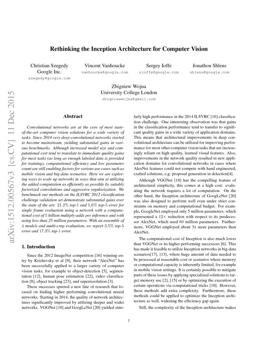 Rethinking the Inception Architecture for Computer Vision | DeepAI