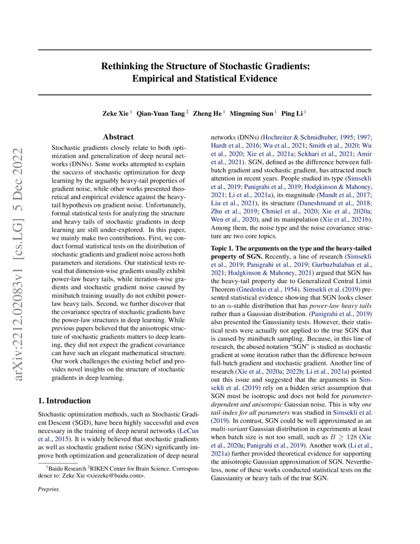 Rethinking The Structure Of Stochastic Gradients Empirical And Statistical Evidence Deepai