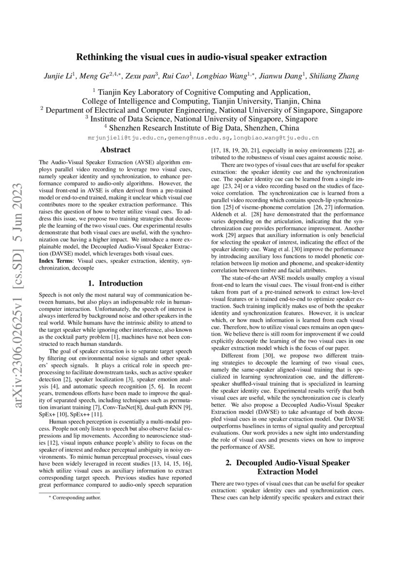 Rethinking the visual cues in audio-visual speaker extraction | DeepAI